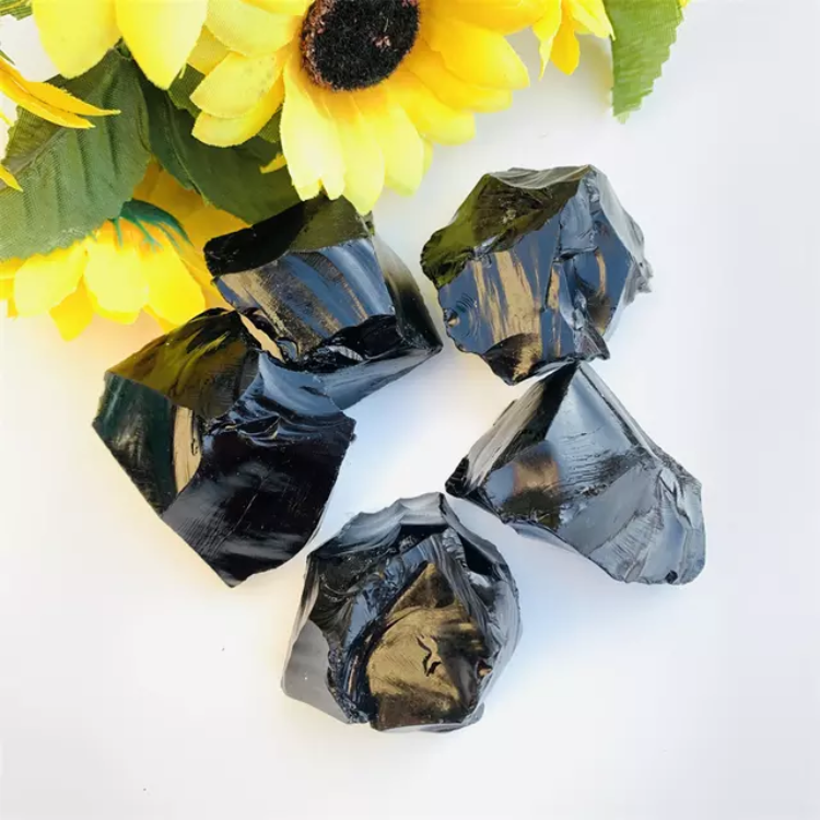 Natural Black Obsidian Raw Stone Obsidian Is A Deep Black Stone That ...