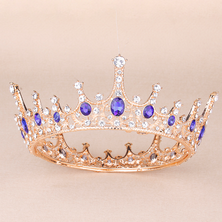 Bride European Princess Tiara Round Baroque Alloy Diamond Inset Beauty ...