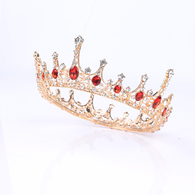 Bride European Princess Tiara Round Baroque Alloy Diamond Inset Beauty ...