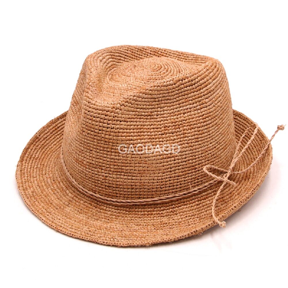 Import Madagascar Raffia Straw Rolled Edge Fine Crochet Unisex Jazz Hat ...