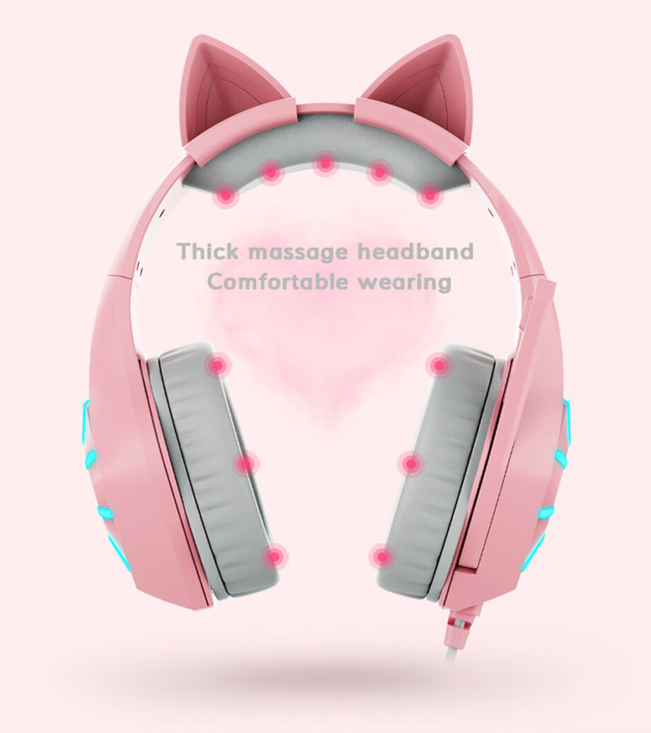 Buy Wholesale China Cute Cat Ear Pink Gaming Headphones Colorful Led ...