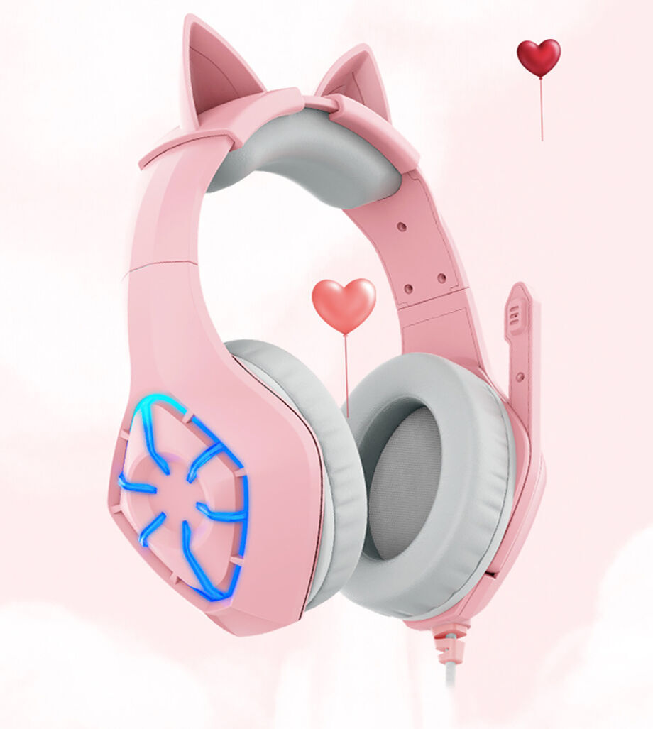Buy Wholesale China Cute Cat Ear Pink Gaming Headphones Colorful Led ...