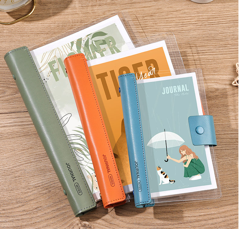 A5 6-ring Loose Leaf Binder Notebook With Transparent Pvc Cover A6 ...