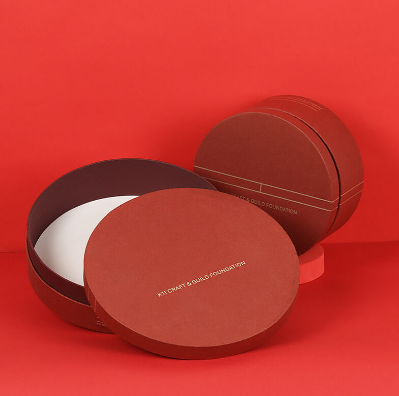 Round Gift Boxes With Lids Red Printed Cardboard Boxes Custom Size ...