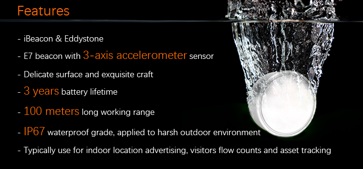100m Range Radio Nordic Beacons Triple Axis Accelerometer Ibeacon Bluetooth Sensor E7 For ...