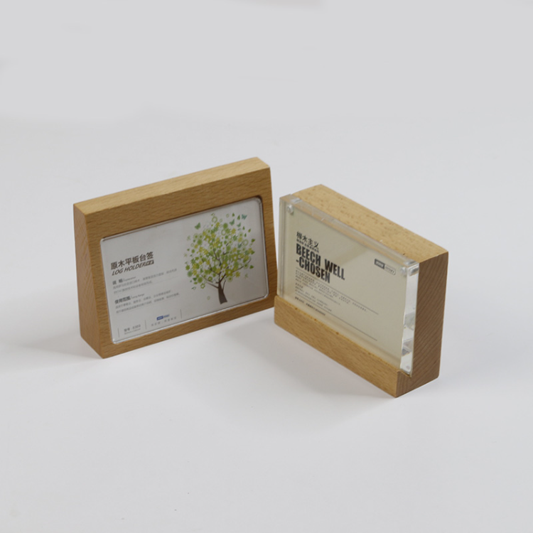 Acrylic Panel Wooden Table Name Card Display Menu Sign Holder Stand ...