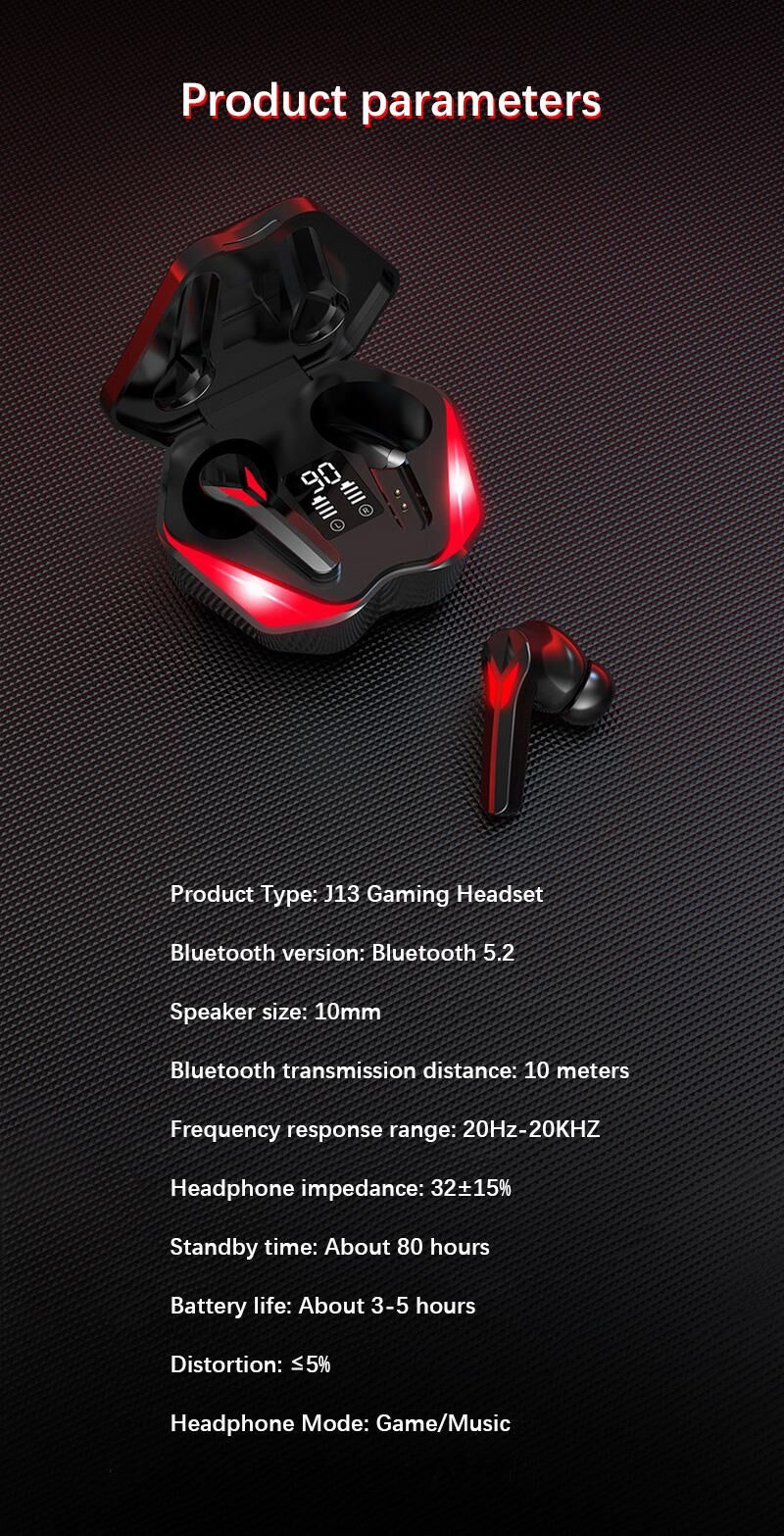 Buy Wholesale China J13 Game Earphones Tws Wireless Digital Display Low ...