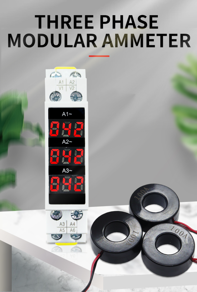 Led 1-100a 220v 380v Mini Din Rail Digital Display Three-phase Modular ...