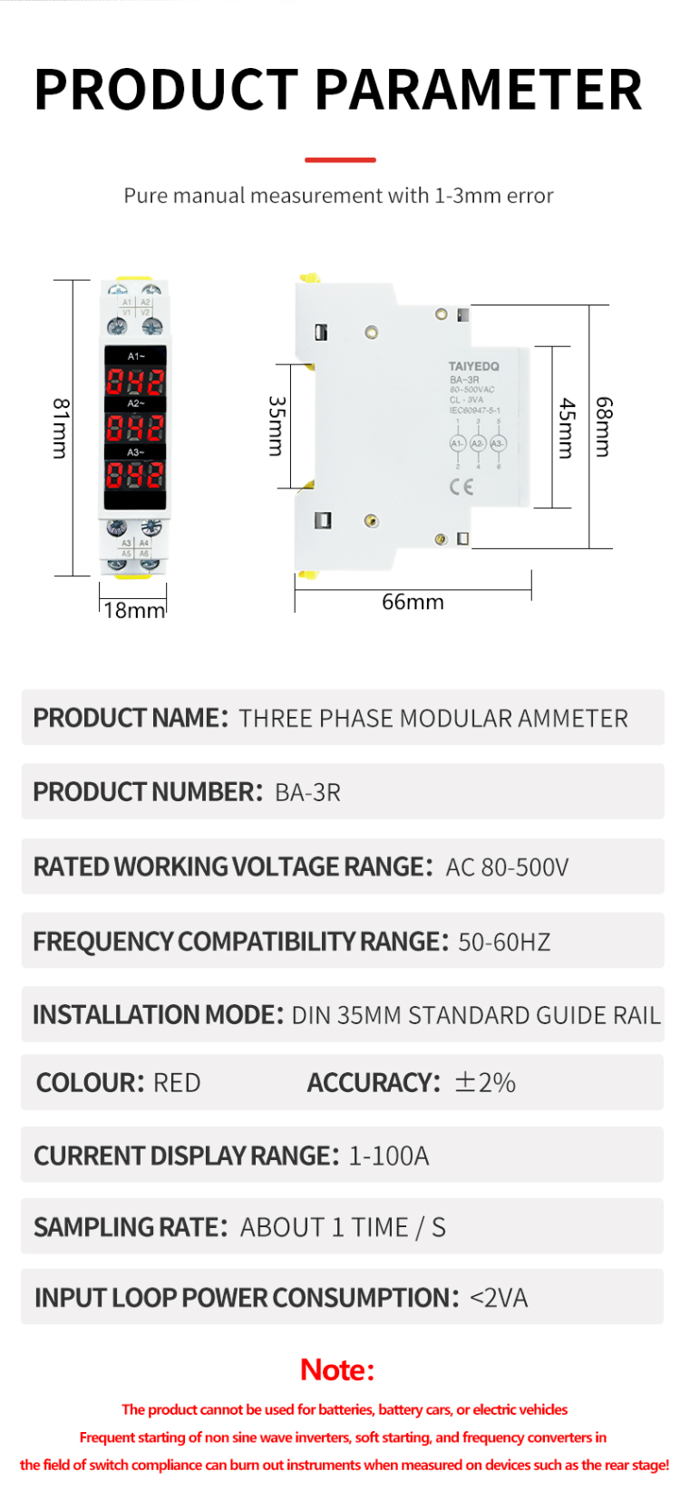 Led 1-100a 220v 380v Mini Din Rail Digital Display Three-phase Modular ...