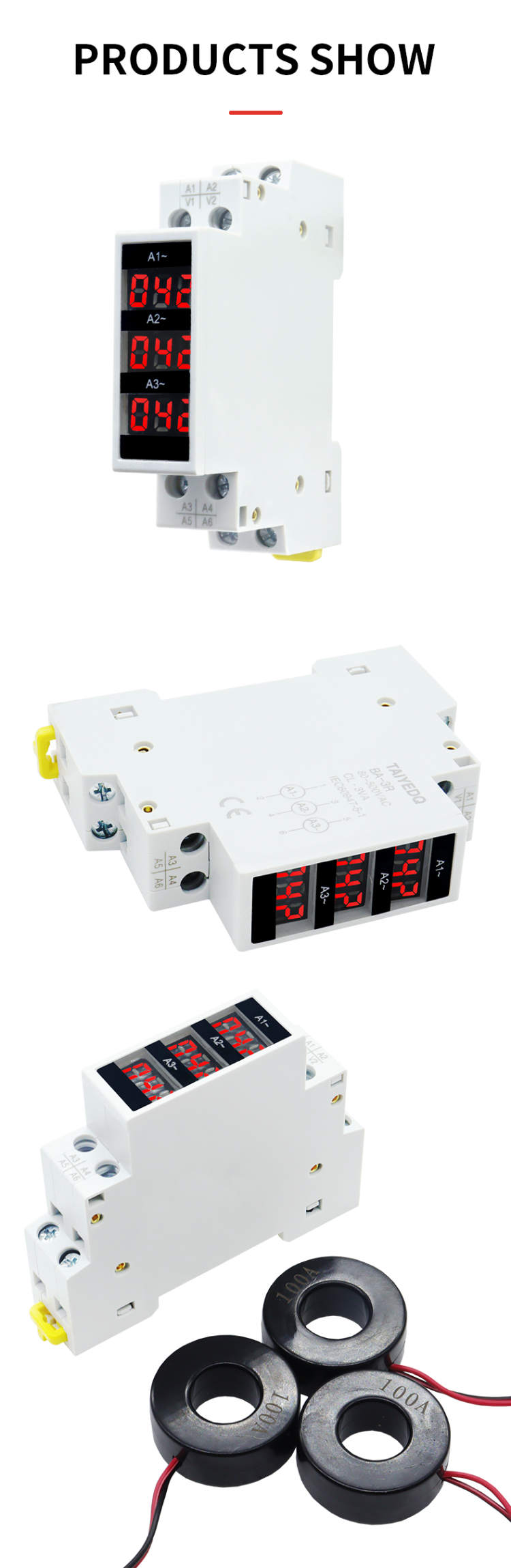 Led 1-100a 220v 380v Mini Din Rail Digital Display Three-phase Modular ...