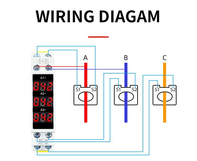 Led 1-100a 220v 380v Mini Din Rail Digital Display Three-phase Modular ...