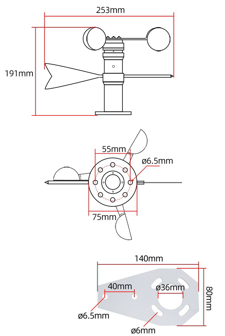 Odm Customized Rs485 Modbus Integrated Anemometer Measuring Wind Speed ...
