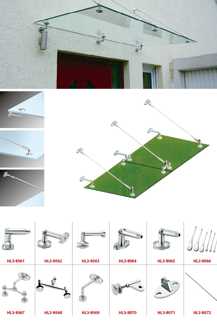 Entrance Door Glass Canopy Platform Awning Rain Shed System Accessories ...