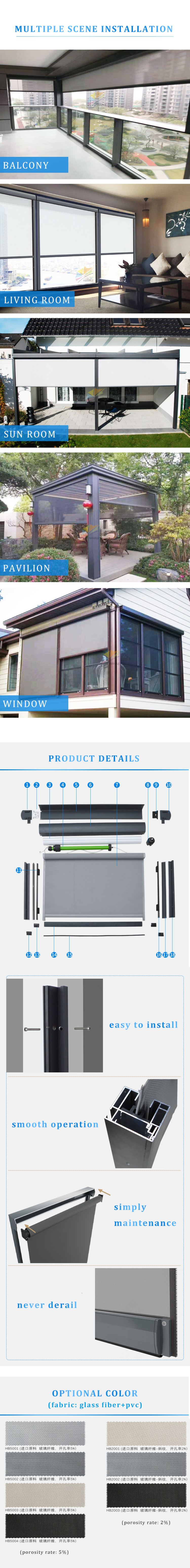 Buy Wholesale China Outdoor Windproof Sunshade Automatic Zip Track ...