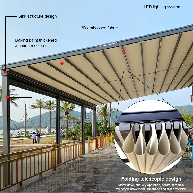Pvc Hanging Retractable Roof Aluminum Retractable Pergola Manual Retractable Tarpon Roof ...