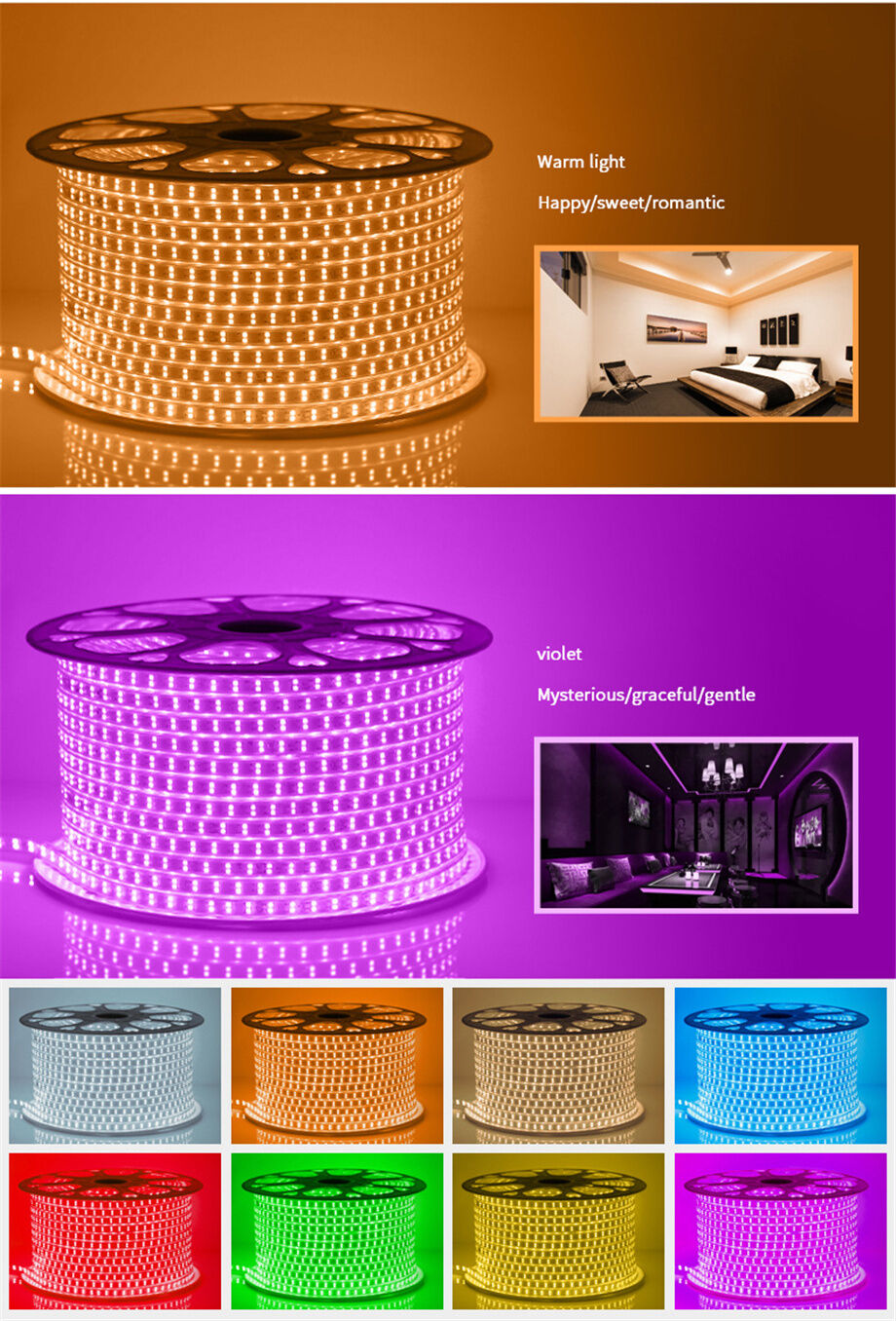 Buy Wholesale China 220v Smd 5050 Rgb Led Strip 96 Leds Strip Light Pvc ...