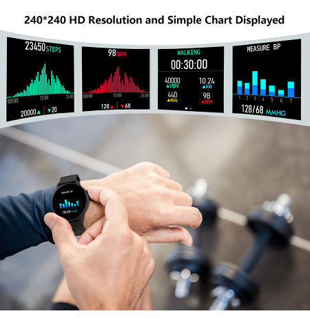 Full Screen Heart Rate Tracker Blood Pressure Smartwatch Waterproof Men ...
