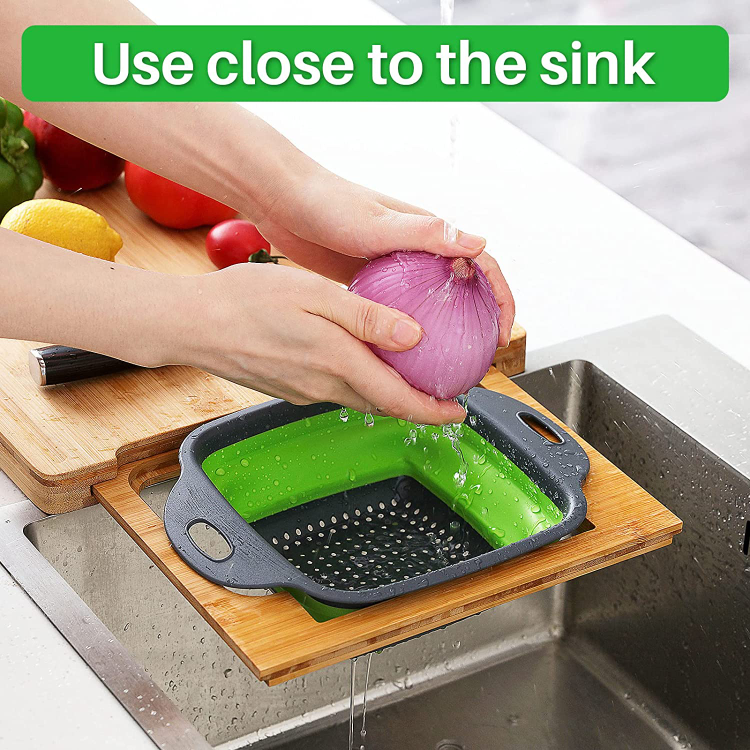 Kitchen Multifunctional Large Natural Wood Chopping Block Trays Bamboo ...