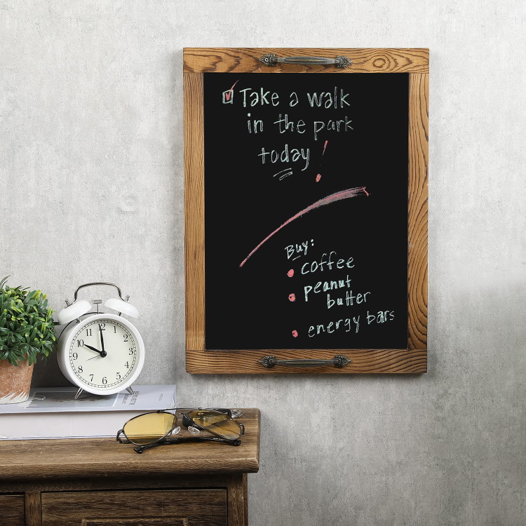 Wall Mounted Rustic Wooden Framed Chalkboard Chalk Message Board With ...