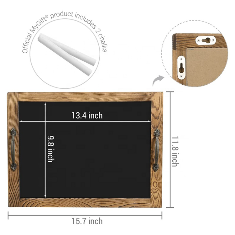 Wall Mounted Rustic Wooden Framed Chalkboard Chalk Message Board With ...