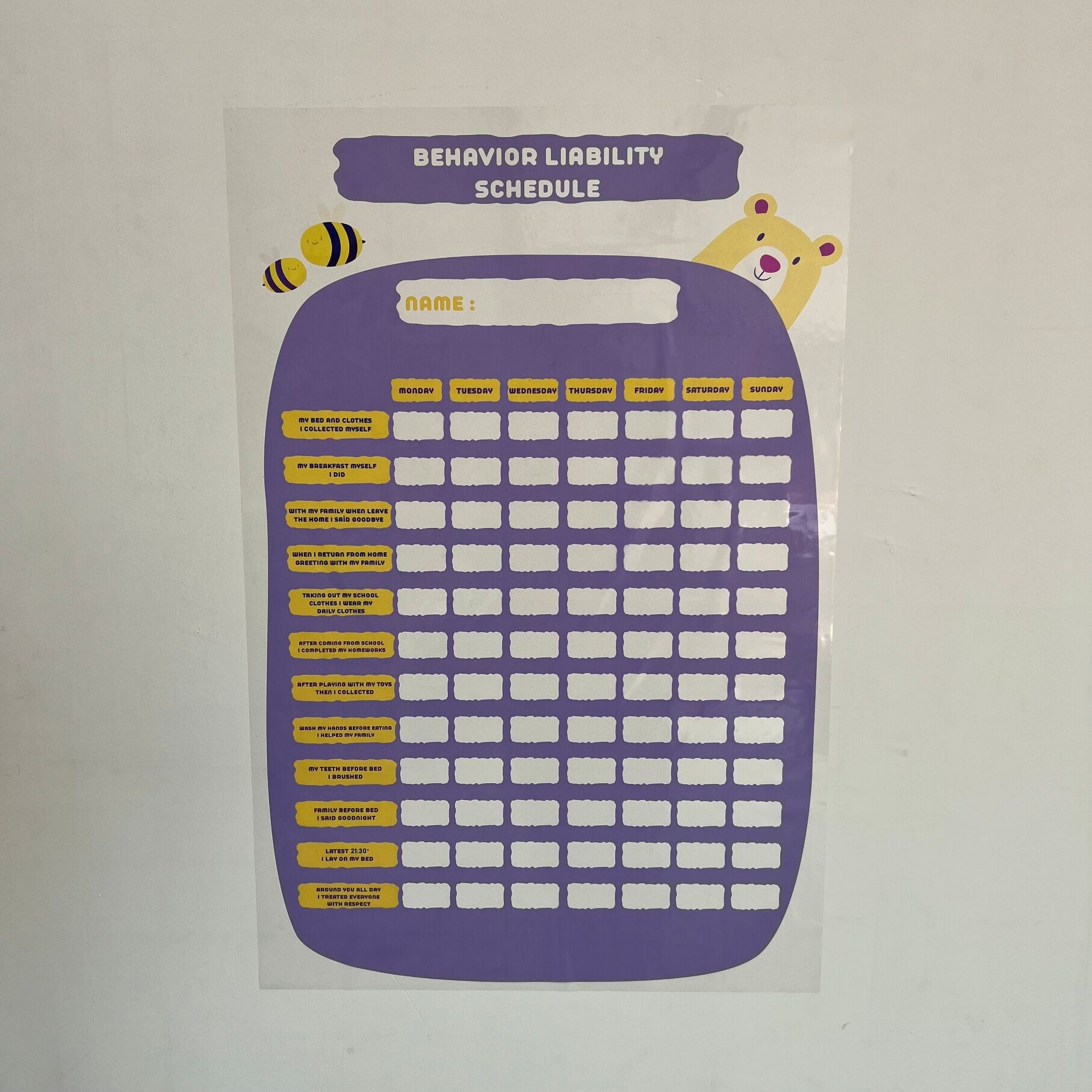 Dry Erase Behavior Responsibility Chart For Children-2 Reusable Durable ...