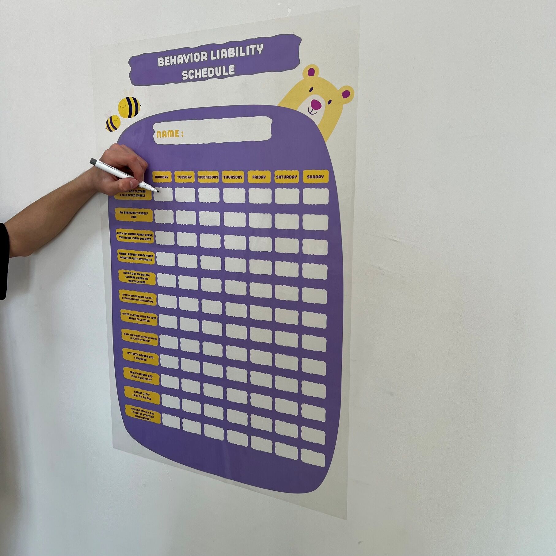 Dry Erase Behavior Responsibility Chart For Children-2 Reusable Durable ...