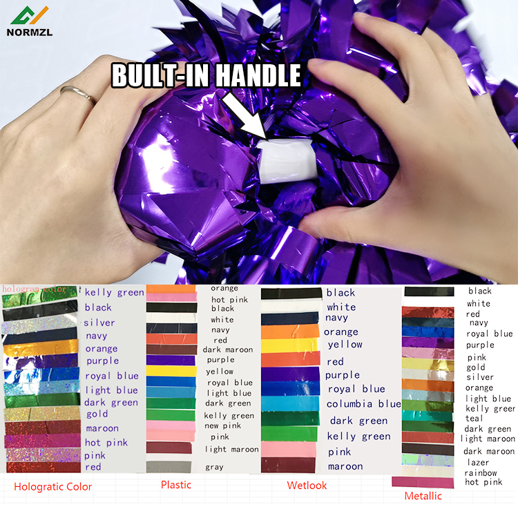 Normzl Wholesale Custom 4 6 Inch Cheer Glitter Pom Holographic Mix ...
