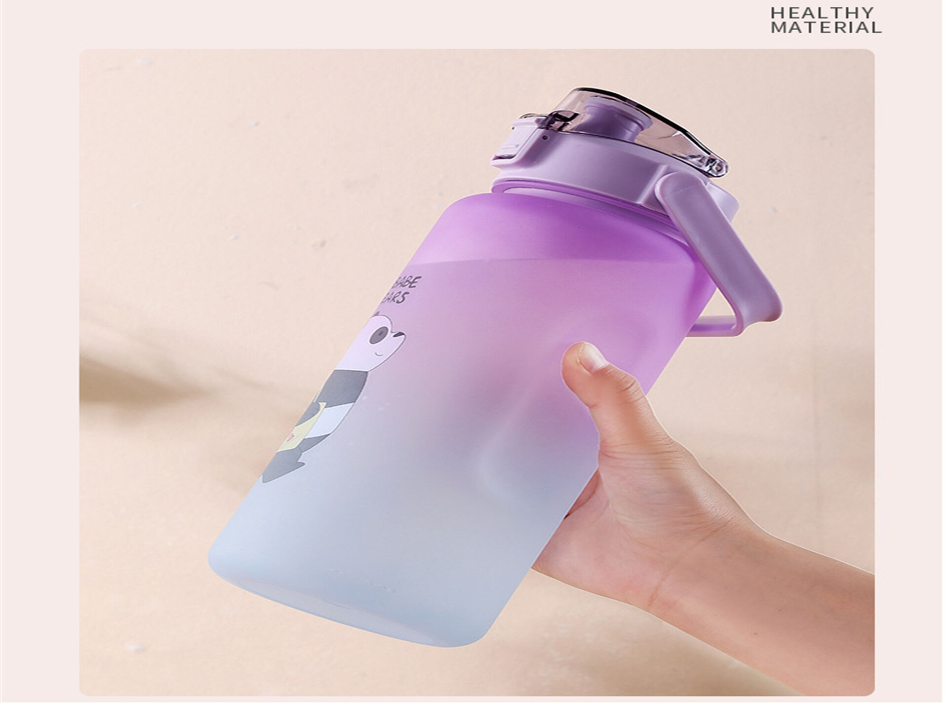 Summer Large Capacity Bear Three-piece Plastic Cup Set With Straw ...