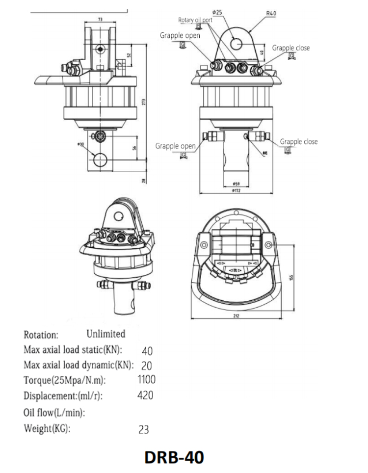 Buy Wholesale China Drb-40f Hydraulic Rotator / Rotator For Excavator ...