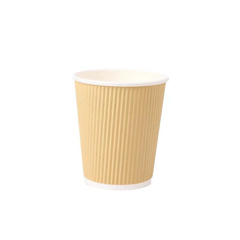 Disposable Paper Cup Ripple Wall Paper Coffee Cups With Plastic Lid ...