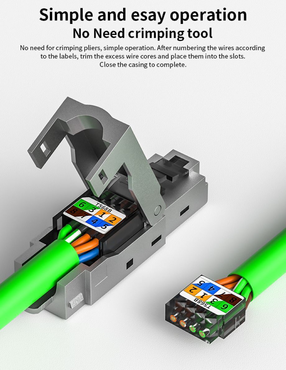 Buy Wholesale China Ftp Shielded Zinc Alloy 8p8c Cat7 Rj45 Connector Toolless Modular Plug ...