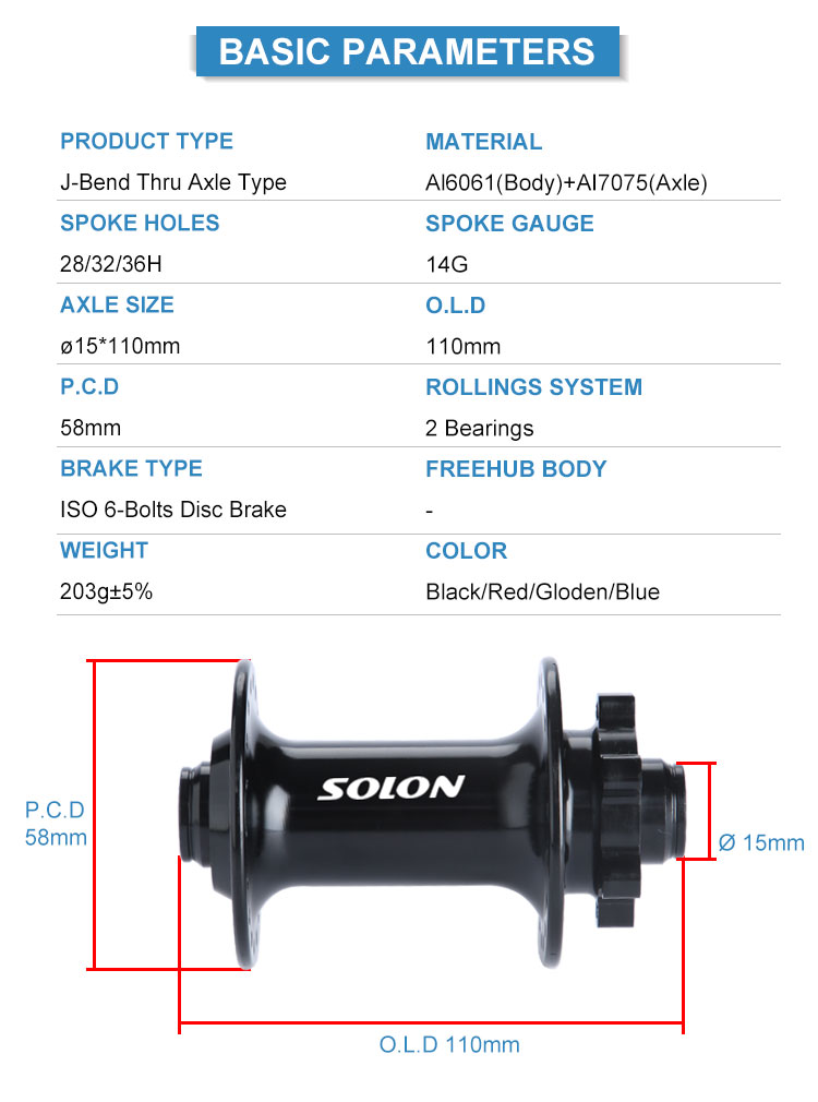 Sell Well Solon 28/32/36 Hole 2 Bearing Front Hub Mountain Bike Hub 8 ...