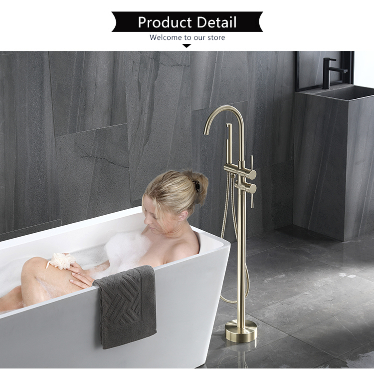 Buy China Wholesale Hotel Freestandering Bathtub Faucet Brass Gold Rain ...