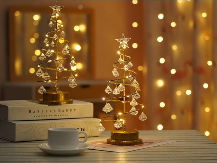 Led String Star Crystal Diamonds Light Table Lamp Decor Tree ...