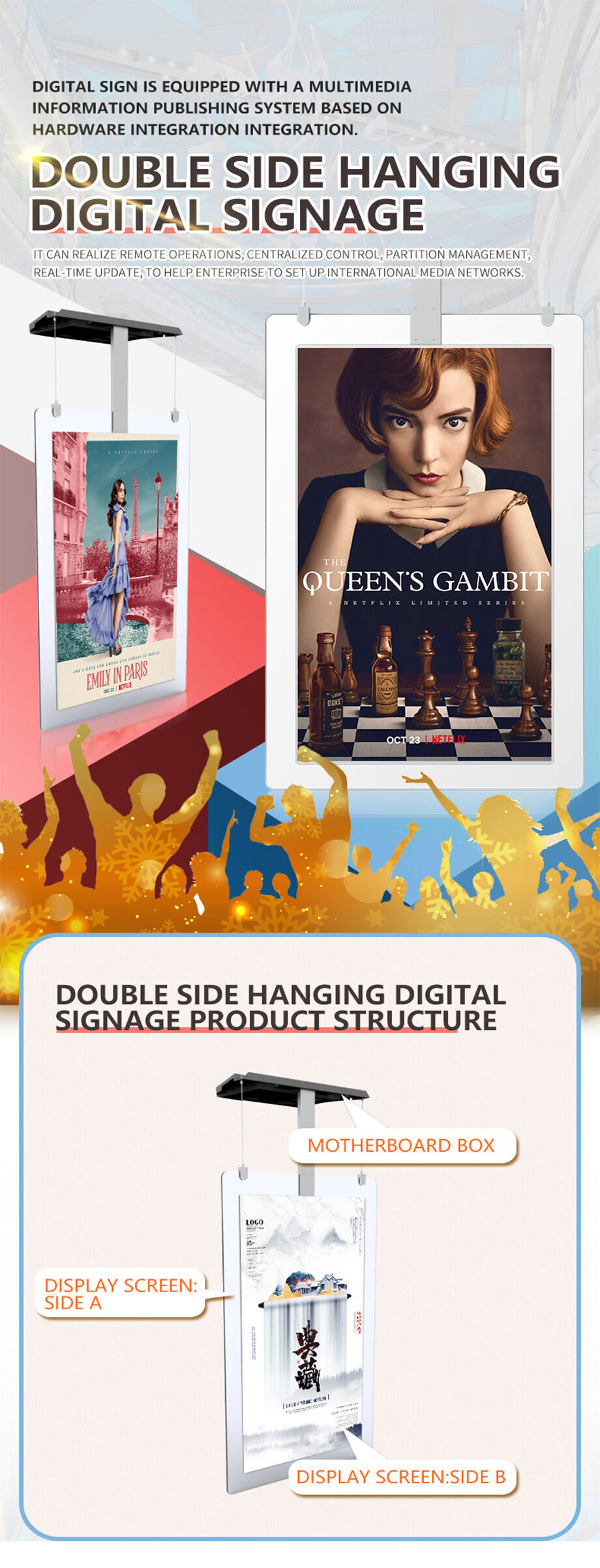 Buy Wholesale China 43" 55" Floor Standing Dual Screen Battery Powered ...