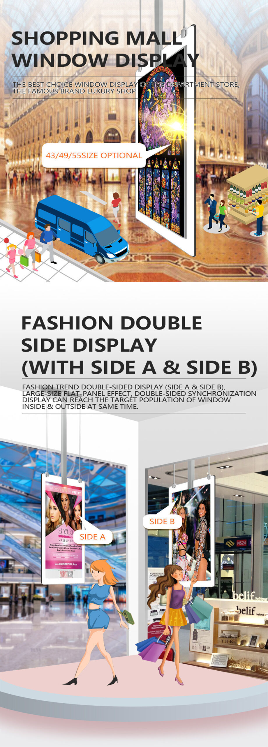 Buy Wholesale China 43" 55" Floor Standing Dual Screen Battery Powered ...