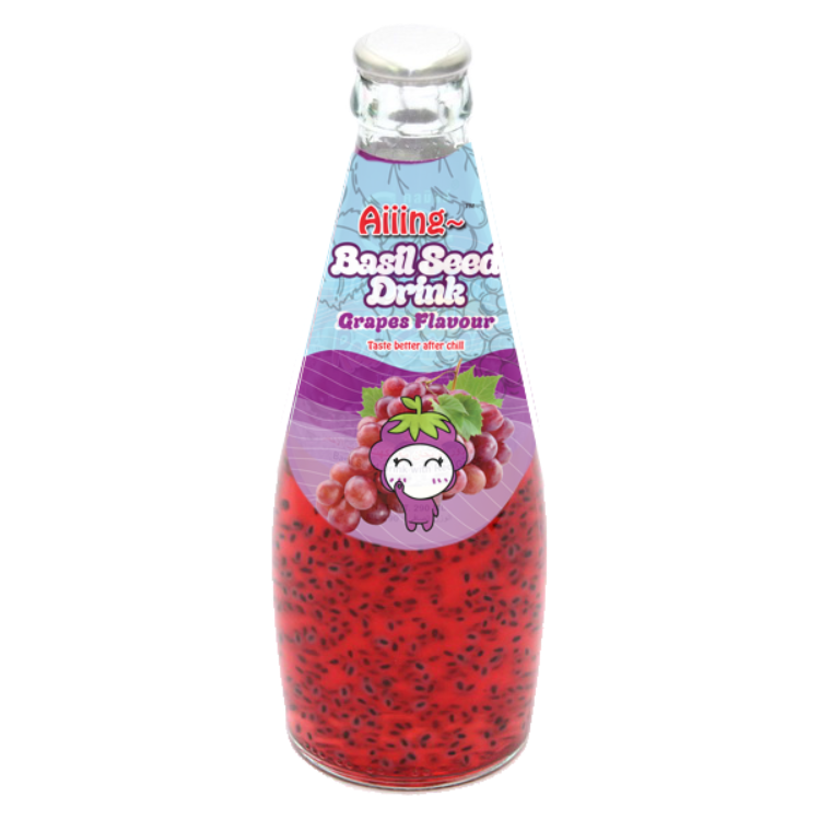 Aiiing Basil Seed Drink - Grapes Flavour Basil Seed Drink 290ml Glass ...
