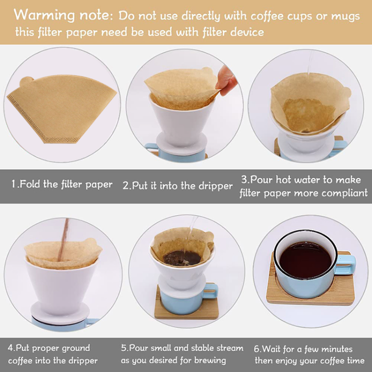 Cone Shape Filter Paper Coffee V60 Filter 1-4 Cup Food Grade Natural ...