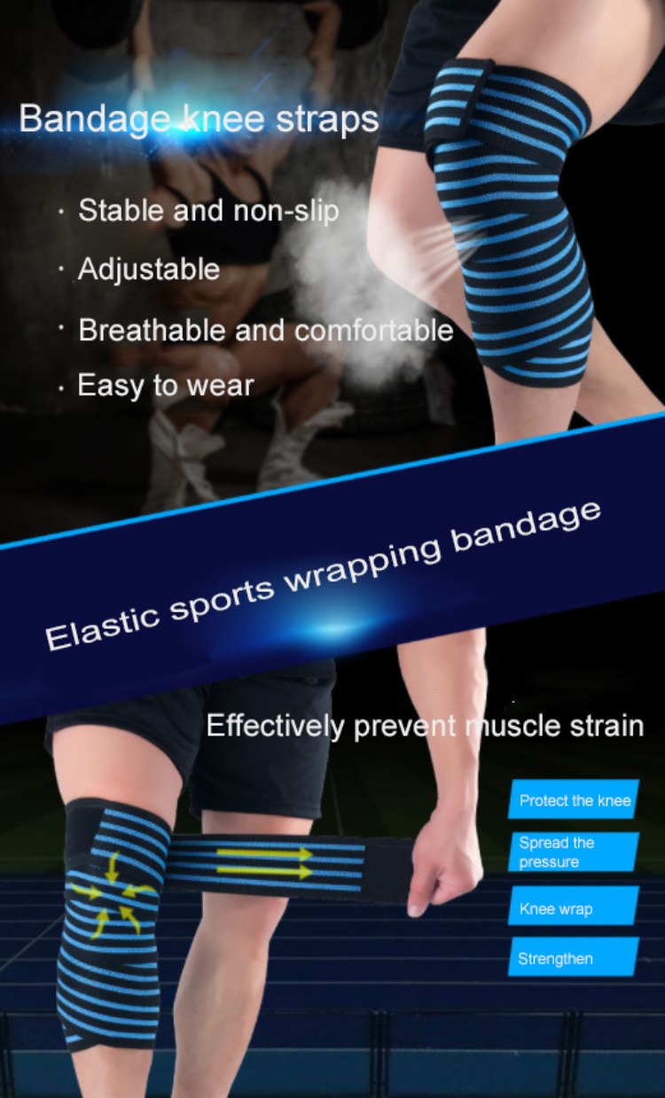 Gym Fitness Powerlifting Compression Elastic Weightlifting Knee Wrap ...