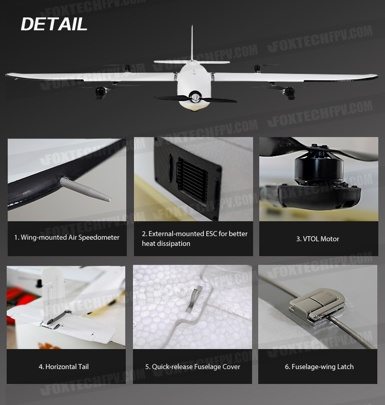 Foxtech Loong 2160 Fixed Wing Vtol Uav Drone Frame For Mapping And ...