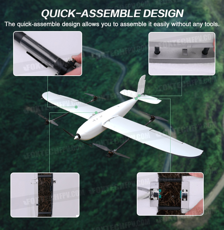 Foxtech Loong 2160 Fixed Wing Vtol Uav Drone Frame For Mapping And ...
