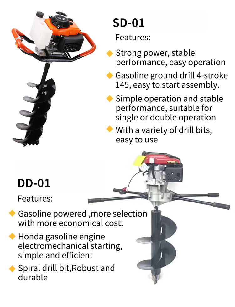 Gasoline Ground Drill Hand Push Type Earth Auger With Wheel Earth Auger ...