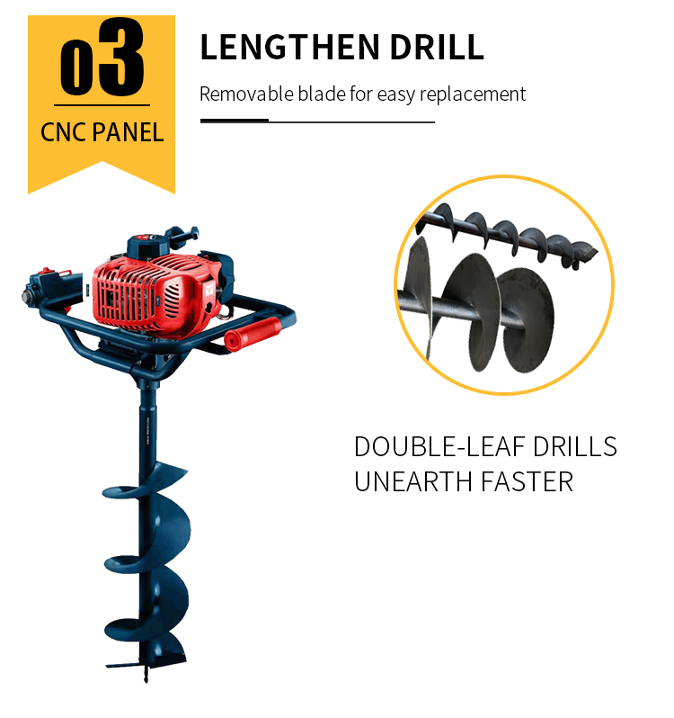 Gasoline Ground Drill Hand Push Type Earth Auger With Wheel Earth Auger Drill Tree Planting ...