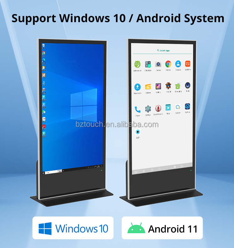 75 85 86 Inch Cms Software Indoor Touch Screen Lcd Outdoor Totem Floor ...