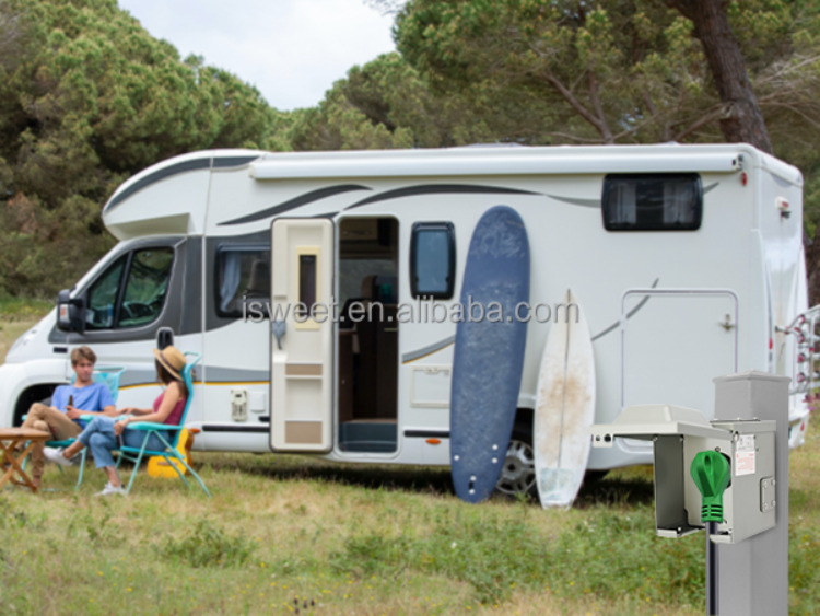 50 Amp 125/250 Volt Rv/ev Power Outlet Box, Enclosed Lockable ...