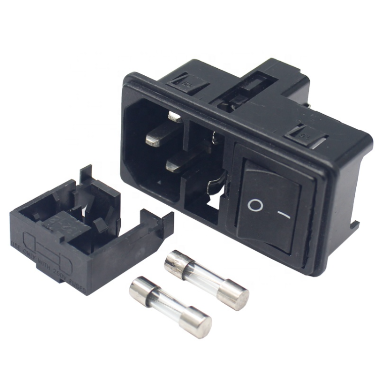 Compre 10a 250v Ac Power Socket Plug Power Socket With Rocker Switch And Duafuse Holder Socket
