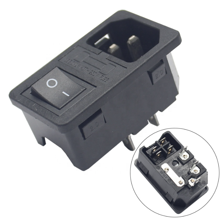 Compre 10a 250v Ac Power Socket Plug Power Socket With Rocker Switch ...