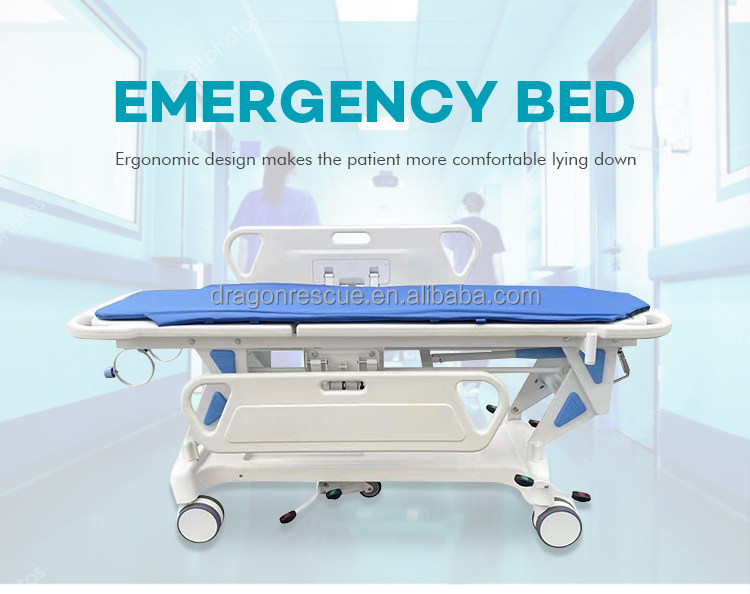 Emergency Hydraulic Patient Transport Stretcher Trolley Bed With Side ...