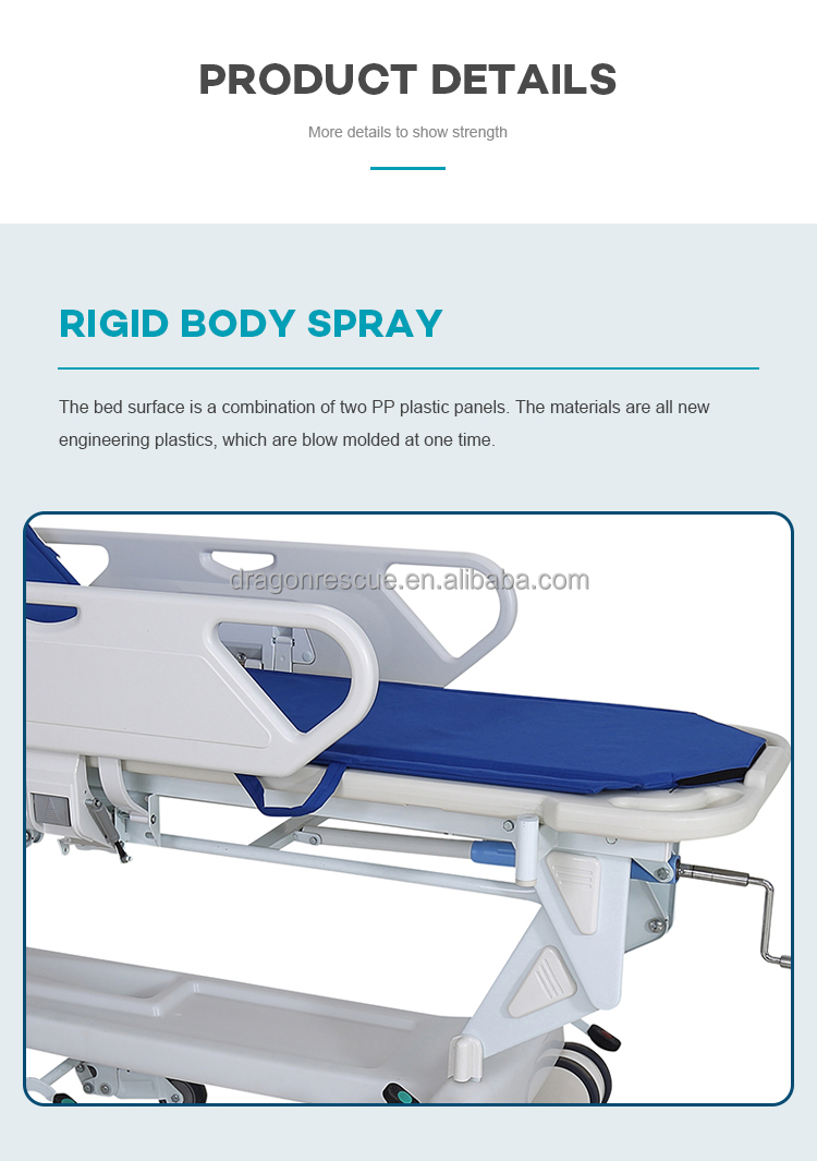 Emergency Hydraulic Patient Transport Stretcher Trolley Bed With Side ...