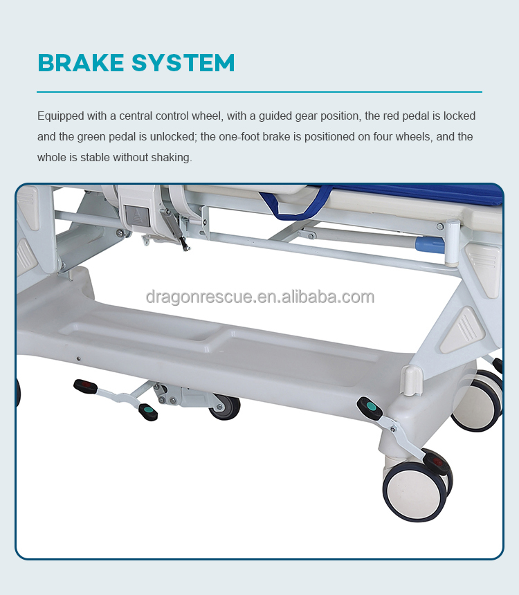 Emergency Hydraulic Patient Transport Stretcher Trolley Bed With Side ...